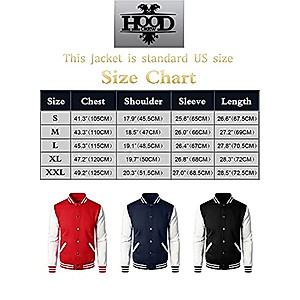 HOOD CREW Man’s Varsity Baseball Jacket Cotton Blend Letterman Jackets Lightgrey L