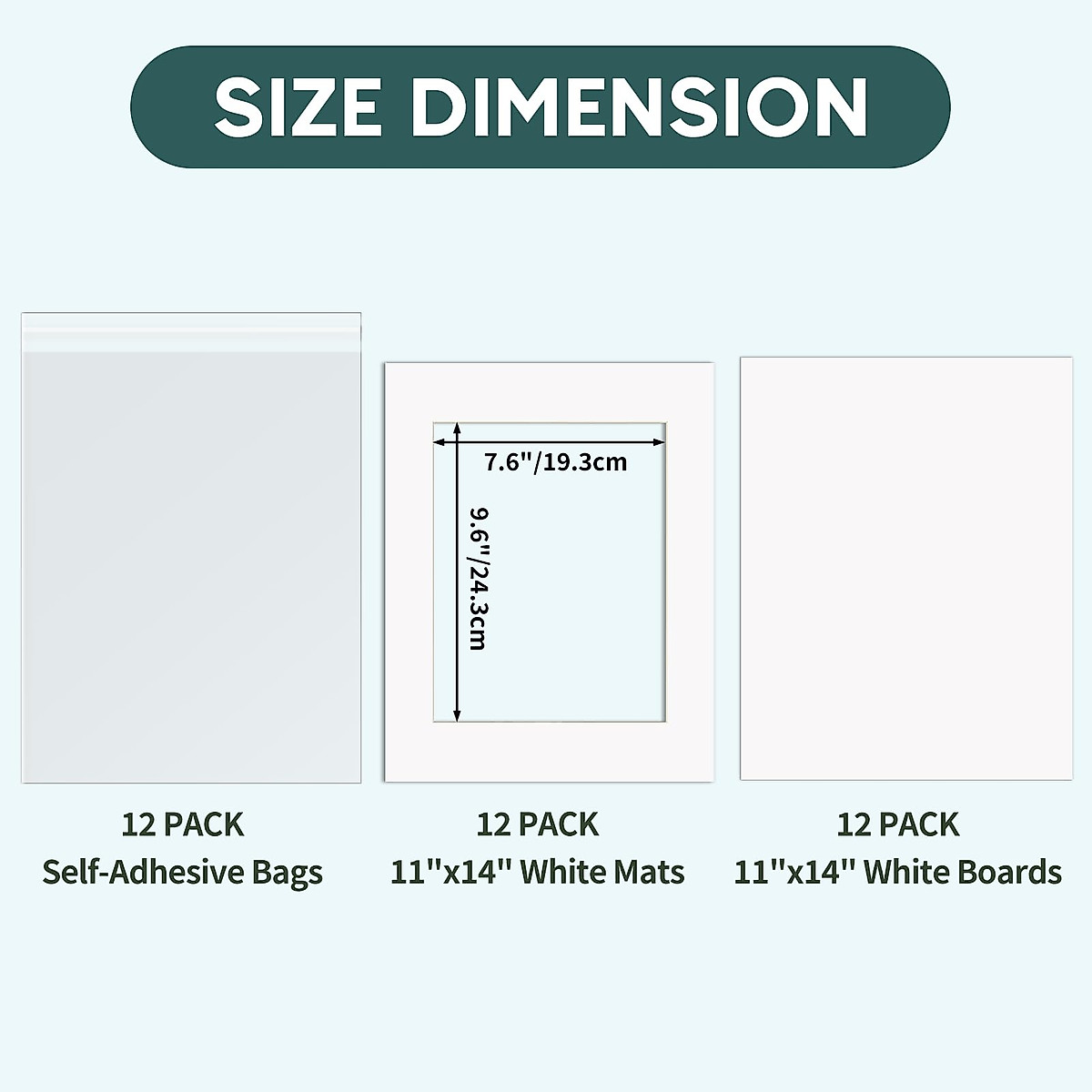 ZBEIVAN 11x14 White Picture Mats with Core Bevel Cut Frame Mattes for 8x10 Pictures with Backing Bags - Pack of 12