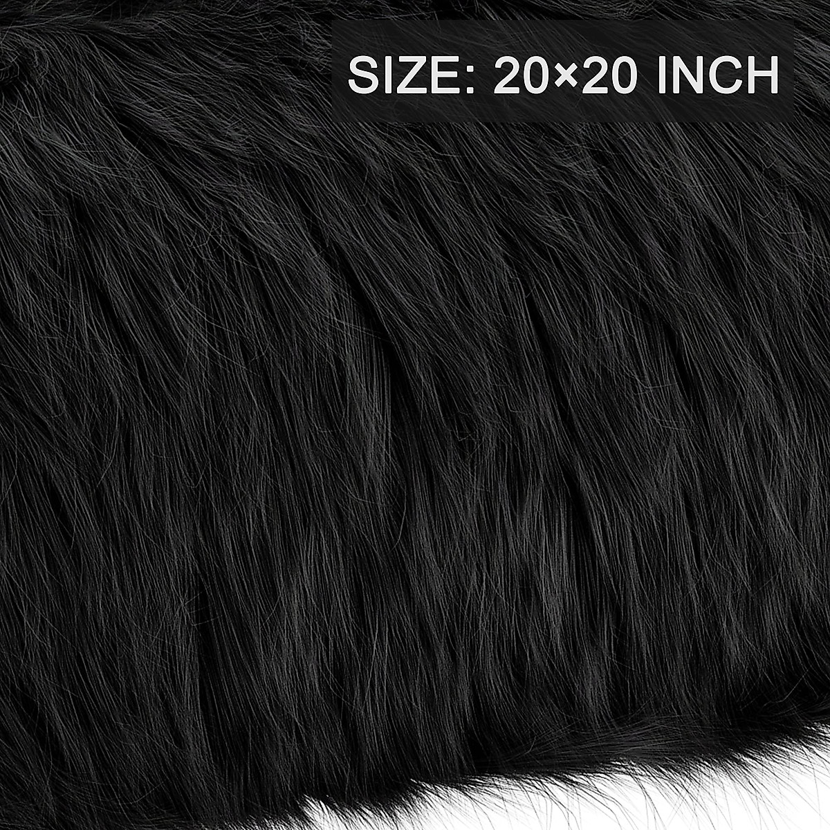 Faux Fur Fabric Craft Fur for Crafts,Gnomes,Costume,Fursuit,Decoration (20×20 inches, Black)