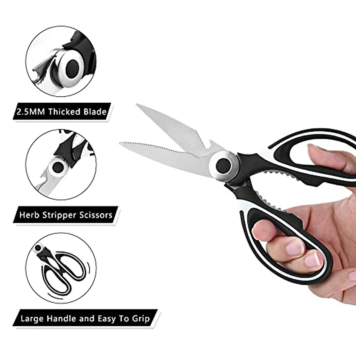 Kitory Kitchen Shears - Ultra Sharp Premium Scissors with Sheath - Heavy Duty Poultry shears-Nut cracker-Bottle Opener- Multi Purpose Scissors