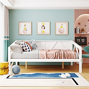 Harper & Bright Designs Full Size Daybed Wooden Day Bed Frame with Wood Slat Support Dual-use Sturdy Sofa Bed for Bedroom Living Room, White