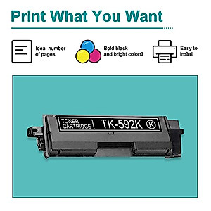 GRATLOV 1 Pack Black TK-592 TK592 1T02KV0US0 Compatible Toner Cartridge Replacement for Kyocera Ecosys M6026cidn(1102PX2US0) M6526cdn (1102PW2US0) M6526cidn Printer Ink Cartridge