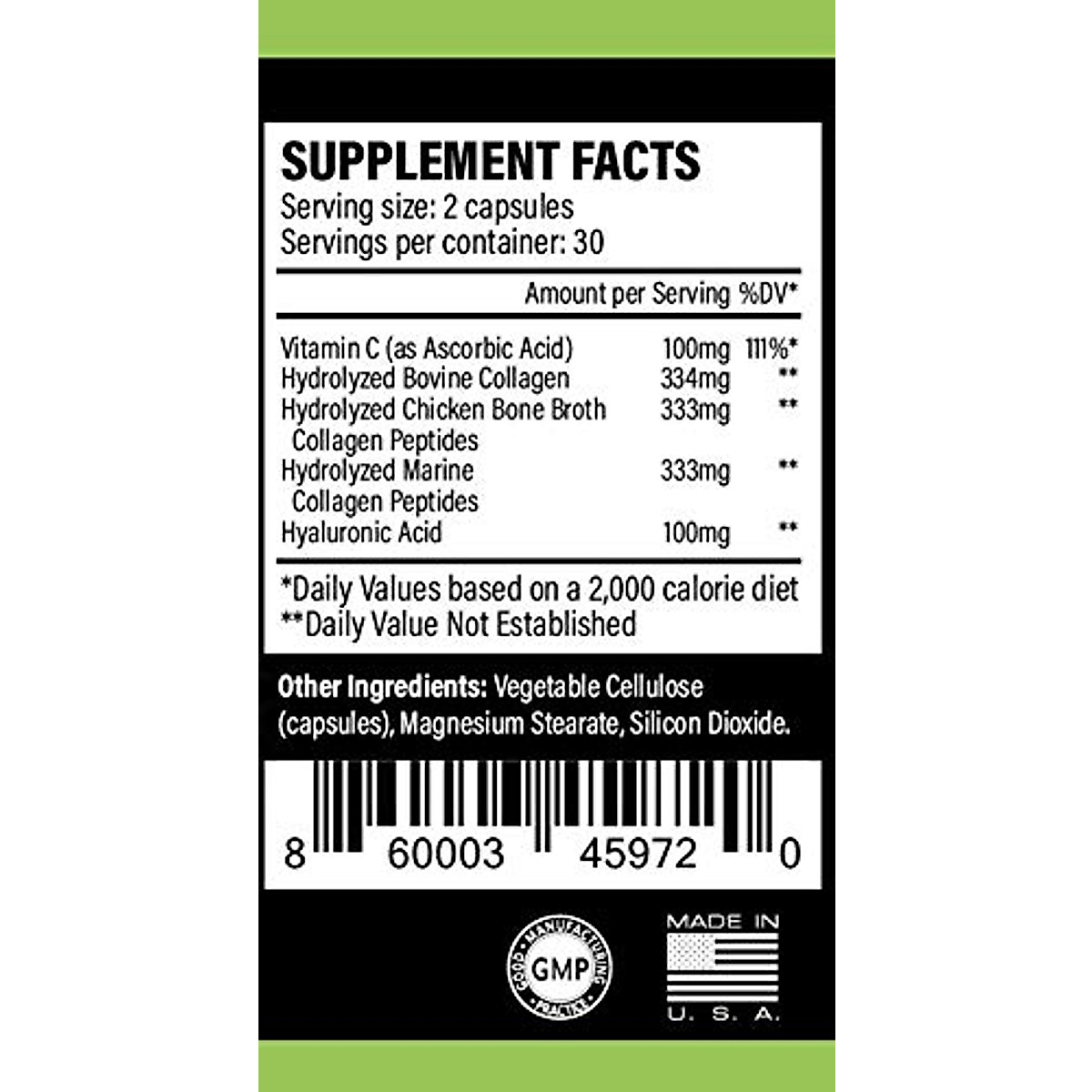 Flambeau Labs Collagen Capsules, 1000mg Collagen (Type I, II, III), 100mg Vitamin C, 100mg Hyaluronic Acid | Anti-Aging, Joint Support, Hair Skin Nail Health