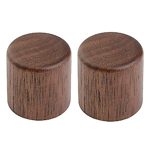 KAISH 2-Pack Wood Knobs Tele Style Flat Top Dome Knobs Guitar Bass Wood Knob Barrel Knobs Walnut Wood