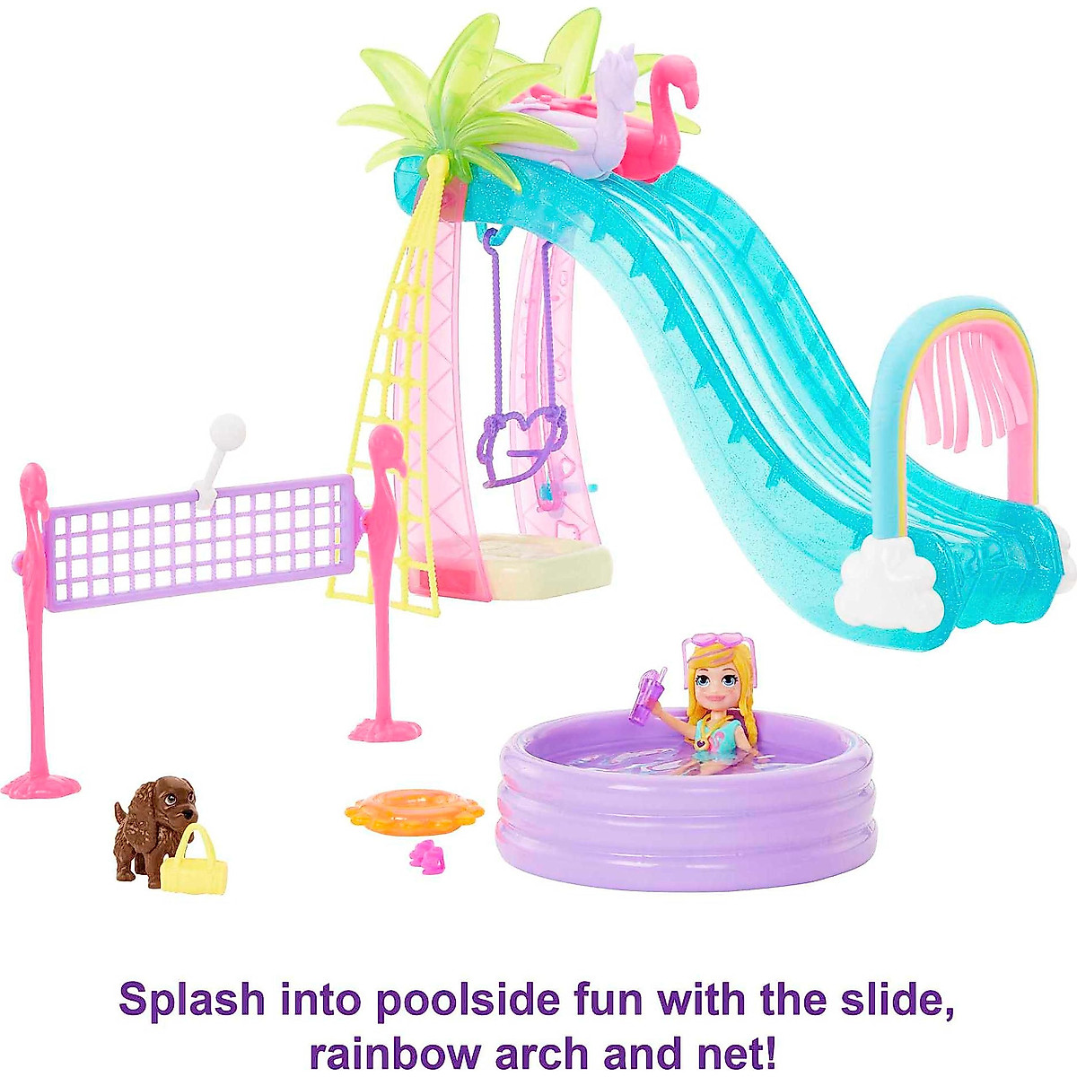 Polly Pocket Outdoor Toy with 3-inch Doll, Toy Cars & Playground Accessories, Sunshine Splash Park Playset