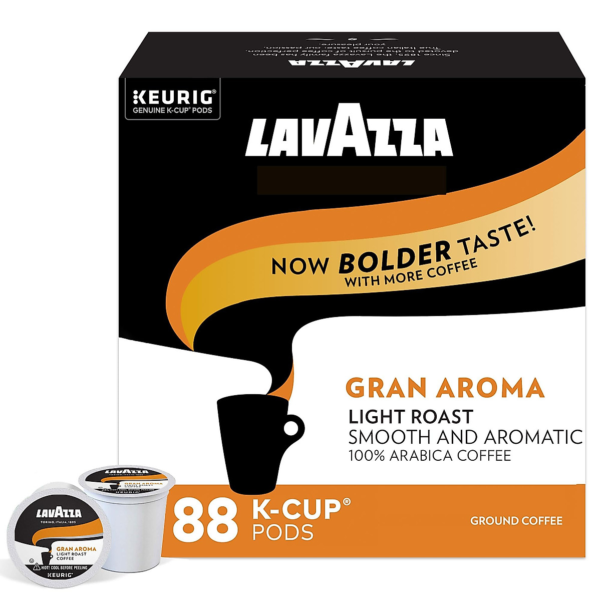 Lavazza Gran Aroma Single-Serve Coffee K-Cups for Keurig Brewer, Light Roast, 88 capsules Value Pack, 100% Arabica 88.0 Count