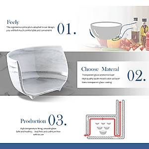 Yundu Porcelain 28 Ounce Pasta bowl Set,Salad bowls,Serving Bowls,Set of 4,Grey Marbled