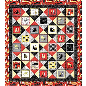 Contempo by Benartex Cosmo Cats Cats, Fabric by The Yard (Red/Multi)