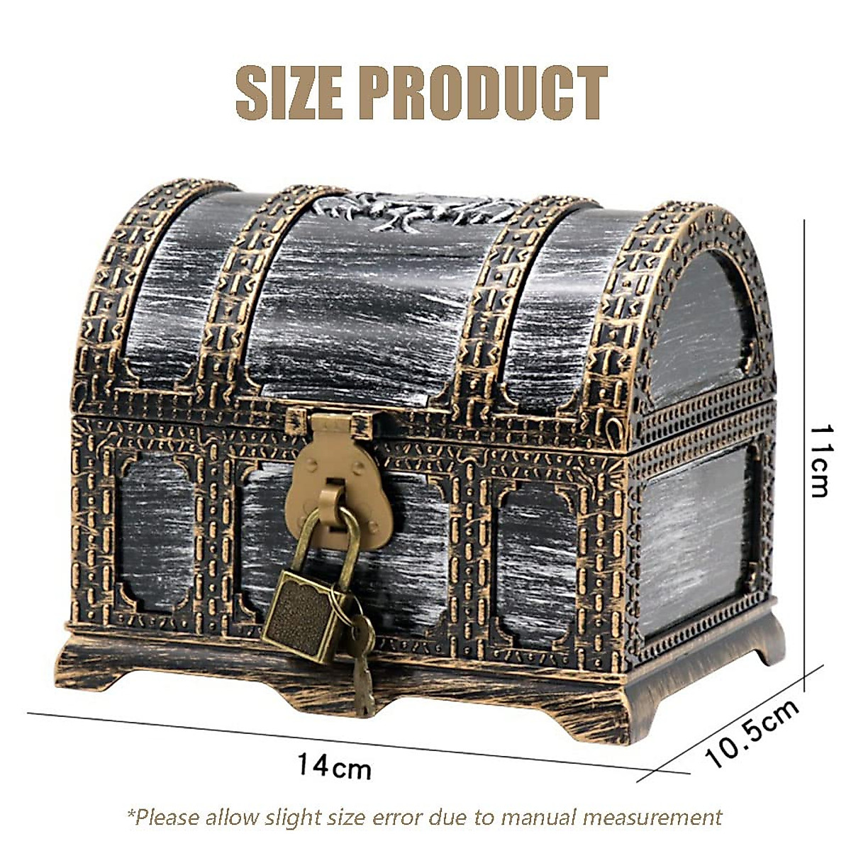 Pirate Treasure Chest for Kids Toy Treasure Box,Pirate-Themed Party Birthday Gifts,Treasure Chest for Kids Prizes Games.(Dome B)