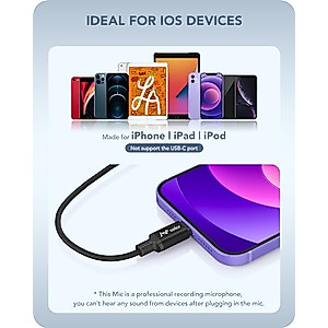 PoP voice Professional Lavalier Microphone for iPhone Wired Lapel Mic for Video Recording (16.4FT)