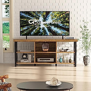 GreenForest TV Stand for TV up to 65 inches Entertainment Center with 6 Storage Cabinet for Living Room, 55 inch Television Stands Console Table, Walnut