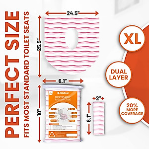 Alfadeal 40 Extra Large Toilet Seat Covers Disposable for Kids-Toddler Toilet Seat Cover Liners for Potty Training-Individually Wrapped-Portable Waterproof AntiSlip-Toilet Covers Disposable for travel