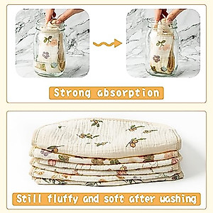 Zainpe 6Pcs Snap Muslin Cotton Baby Bibs Flowers Rabbits Patterns Infants Drooling Bib Soft & Absorbent Adjustable Burp Cloths Feeding Bibs for Newborns Girls Boys Toddlers Teething Eating 0-36 Months