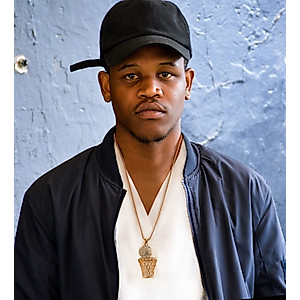 YOOESTORES82 Basketball Chain Necklace Basketball Necklace,14k Gold Basketball Pendant Necklace Hiphop Rhinestone Basketball Hoop Sports Necklace (Gold)