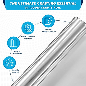 St. Louis Crafts 36 Gauge Aluminum Metal Foil Roll, 12 Inches x 10 Feet