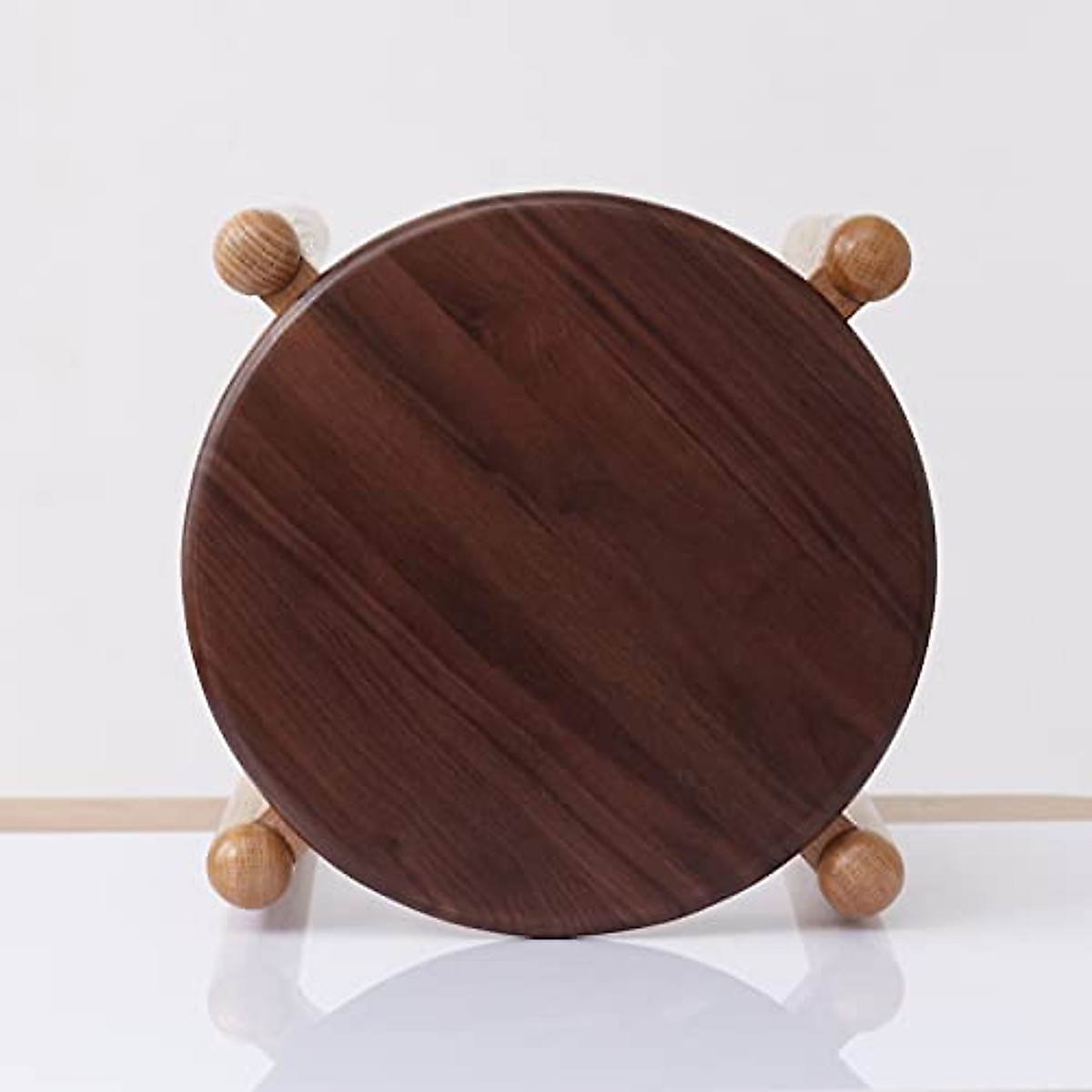 Grewood 100% Solid Oak Wood Round Stool, Kitchen & Dining Room Stools, Kids Stool, Stackable Stools for Living Room,Home, Classroom, Easy Assembly, 16.73IN