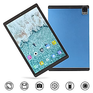 CHICIRIS HD Tablet, 4GB RAM 64GB ROM 10.1 Inch Blue Tablet 2.4GHz 5GHz WiFi 5800mAh for Work (US Plug)