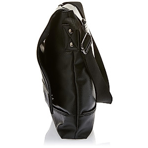 Kenneth Cole REACTION Grand Central Pebbled Vegan Leather Slim Messenger Bag Crossbody Tablet Case, Black Laptop