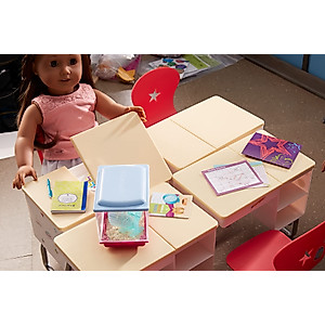 American Girl Truly Me 18-inch Doll Flip-Top Desk Playset with Attached Seat, Notebook, and Stickers, For Ages 6+