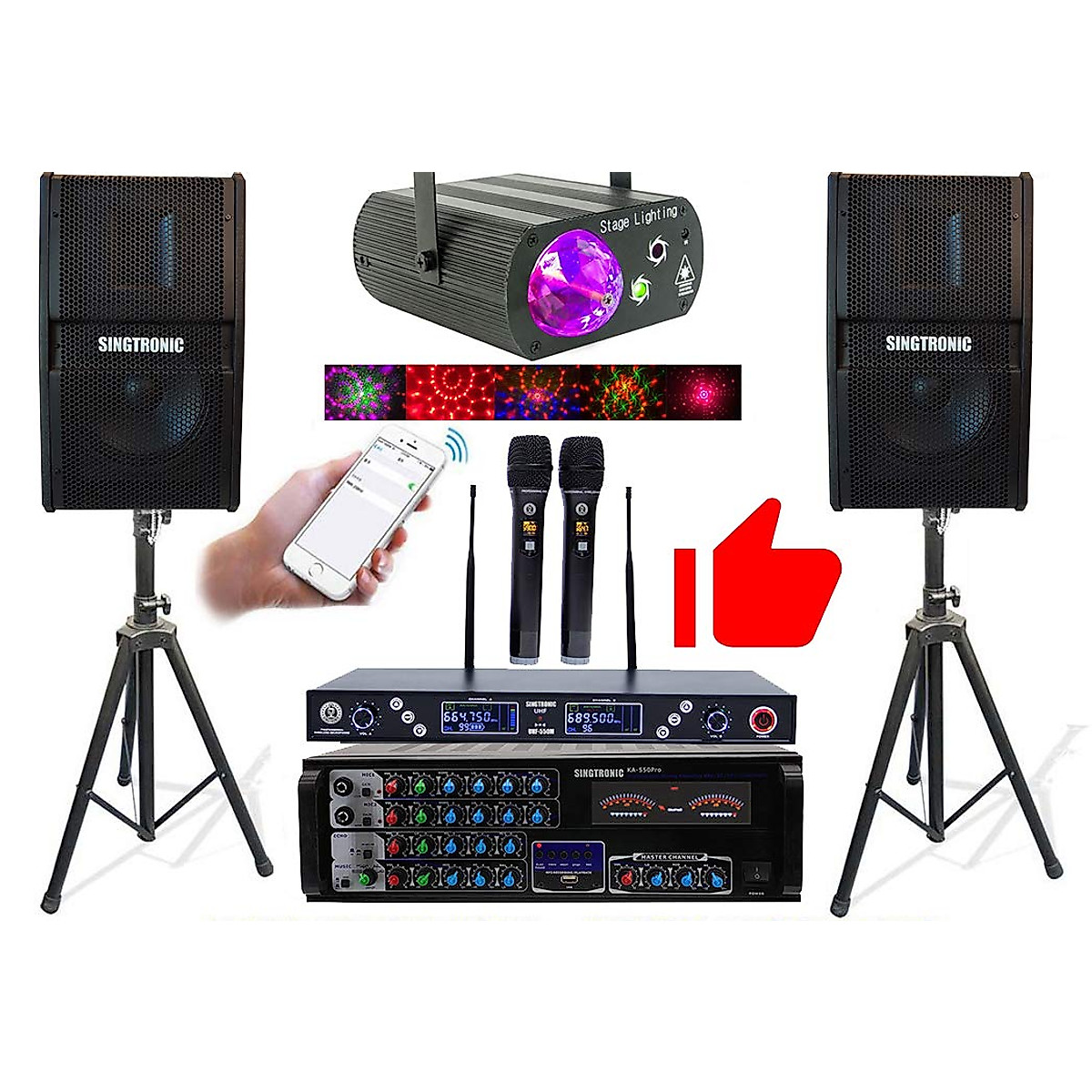 SINGTRONIC Professional 2000 WATTS Complete Karaoke System Package Free: Unlimited YouTube Songs, Built HDMI, Voice Record, Optical/Coax