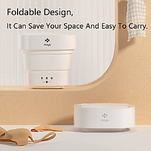XZ-SMART Foldable Mini Small Portable Washer Washing Machine for Apartment, Laundry, Camping, RV, Travel, Underwear, Socks, Baby clothes (110V-240V) (WHITE), 9.8 x 9.8 x 9.5