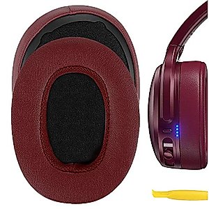 Geekria QuickFit Replacement Ear Pads for Skullcandy Crusher Wireless Crusher Evo Crusher ANC Hesh 3 Headphones Ear Cushions, Headset Earpads, Ear Cups Repair Parts (Deep Red)