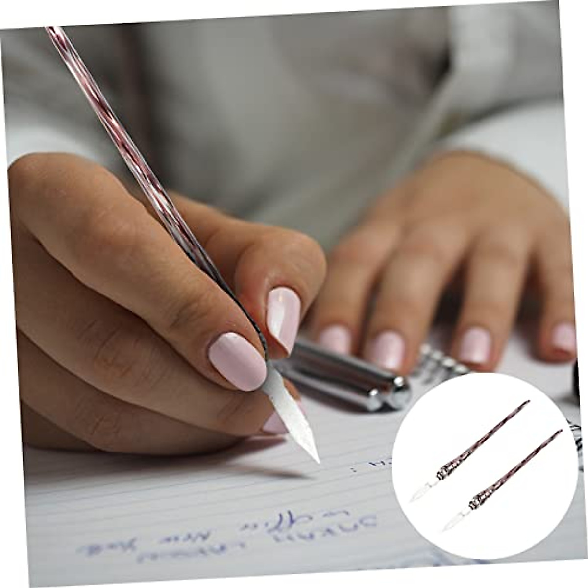 MAGICLULU Glass Signature Pen 2pcs Glass Dip Pen Japan Gifts Quill Pen Set Colored Ink Pens Calligraphy Pen Ink Dip Pen Color Ink Pen Drawing Pen Office Stationery Dip in Water Black Brush