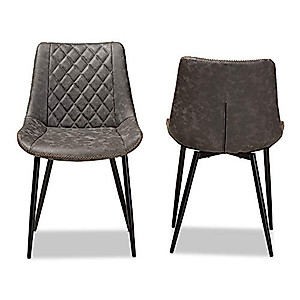 Baxton Studio Dining Chairs, Grey/Brown/Black