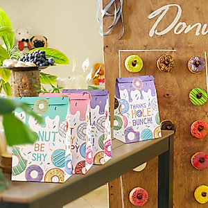 30 PCS Donut Party Favor Candy Bags with 36 Stickers, Sweet one two Birthday Party Decorations, Donut Candy Goodie Bags for Girls Kids Birthday Party, Baby Shower, Weddings, Valentines, Halloween