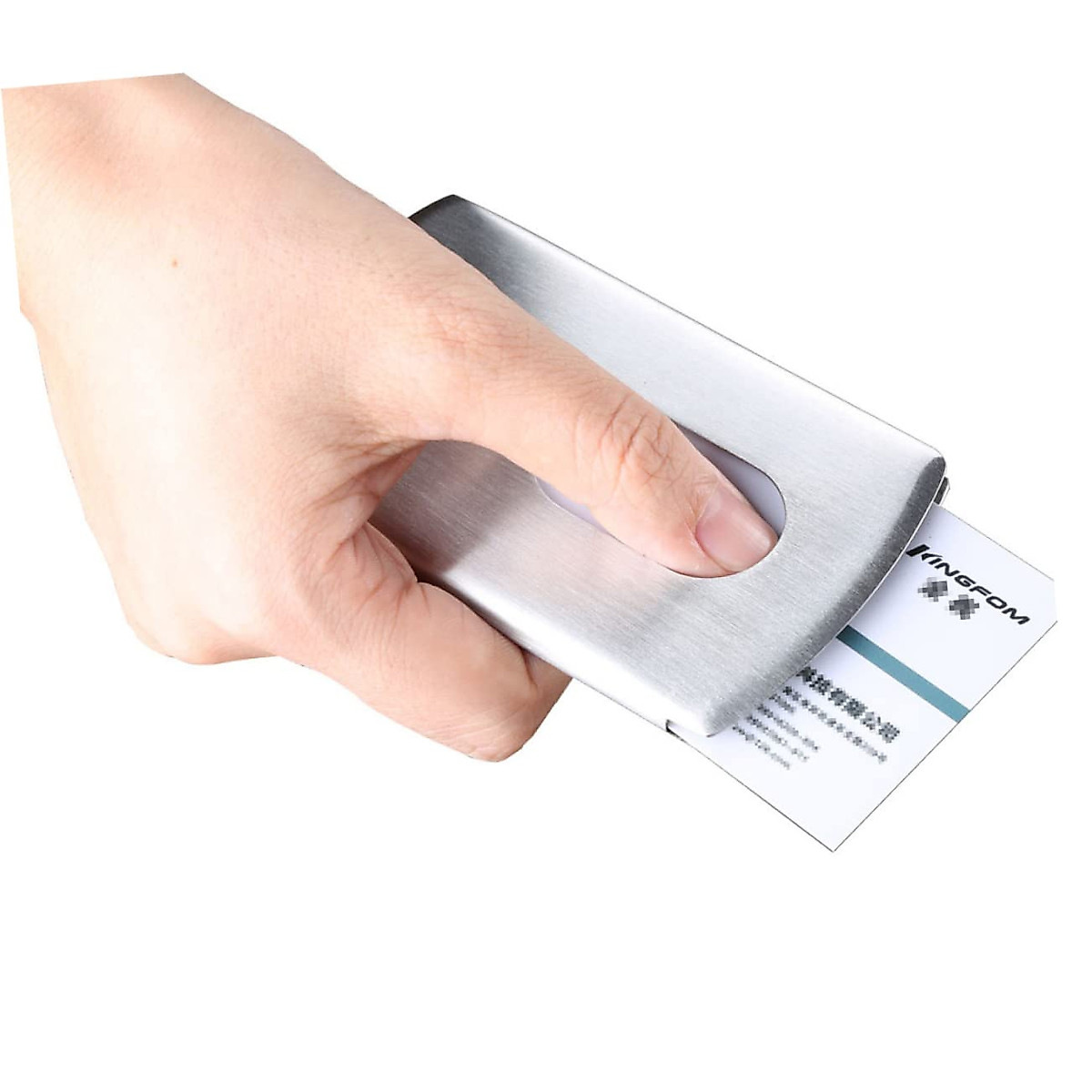 VILLCASE Stainless Steel Business Card Case Portable Metal Name Holder Credit Card Slot Sleek Design