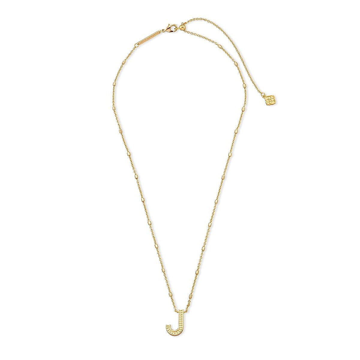 Kendra Scott Letter J Pendant Necklace for Women, Fashion Jewelry, 14k Gold-Plated Brass, Gold Metal, Letter J