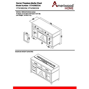 Ameriwood Home Carver Electric Fireplace TV Stand for TVs up to 60" Wide, White