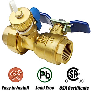 3/4 Inch IPS Isolator Tankless Water Heater Service Valve Kit with Pressure Relief Valve, Clean Brass, 3/4 Inch Service Installation Valve for rheem,rinai,ecosmart,navien,noritz,takagi,bosch
