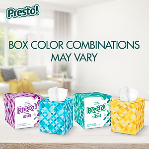 Amazon Brand - Presto! Ultra-Soft Facial Tissues, 3-Ply Premium Thick, 264 Count (4 Packs of 66)