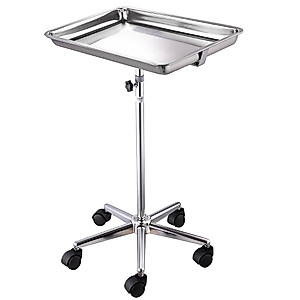 Durable Instrument Stand Adjustable Height Sitting Standing w/Removable Stainless Steel Tray & 5 Legs for Home Medical Equipment Personal Care Tattoo Parlor US Delivery