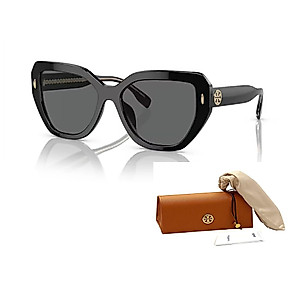 Tory Burch TY7194U 170987 55MM Black/Dark Grey Cateye Sunglasses for Women + BUNDLE With Deisgner iWear Complimentary Eyewear Kit