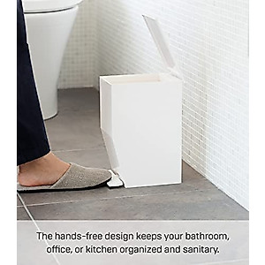 Yamazaki Home Tower Sanitary Step Trash Can, One Gallon – Small Home Waste Bin,White