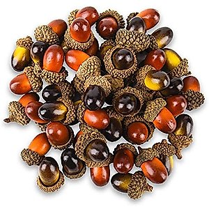 100 Pcs Artificial Acorns with Natural Acorn Cap, Realistic and Natural Looking, 2 Color Small Fake Acorns for Crafting, Wedding, House Decor