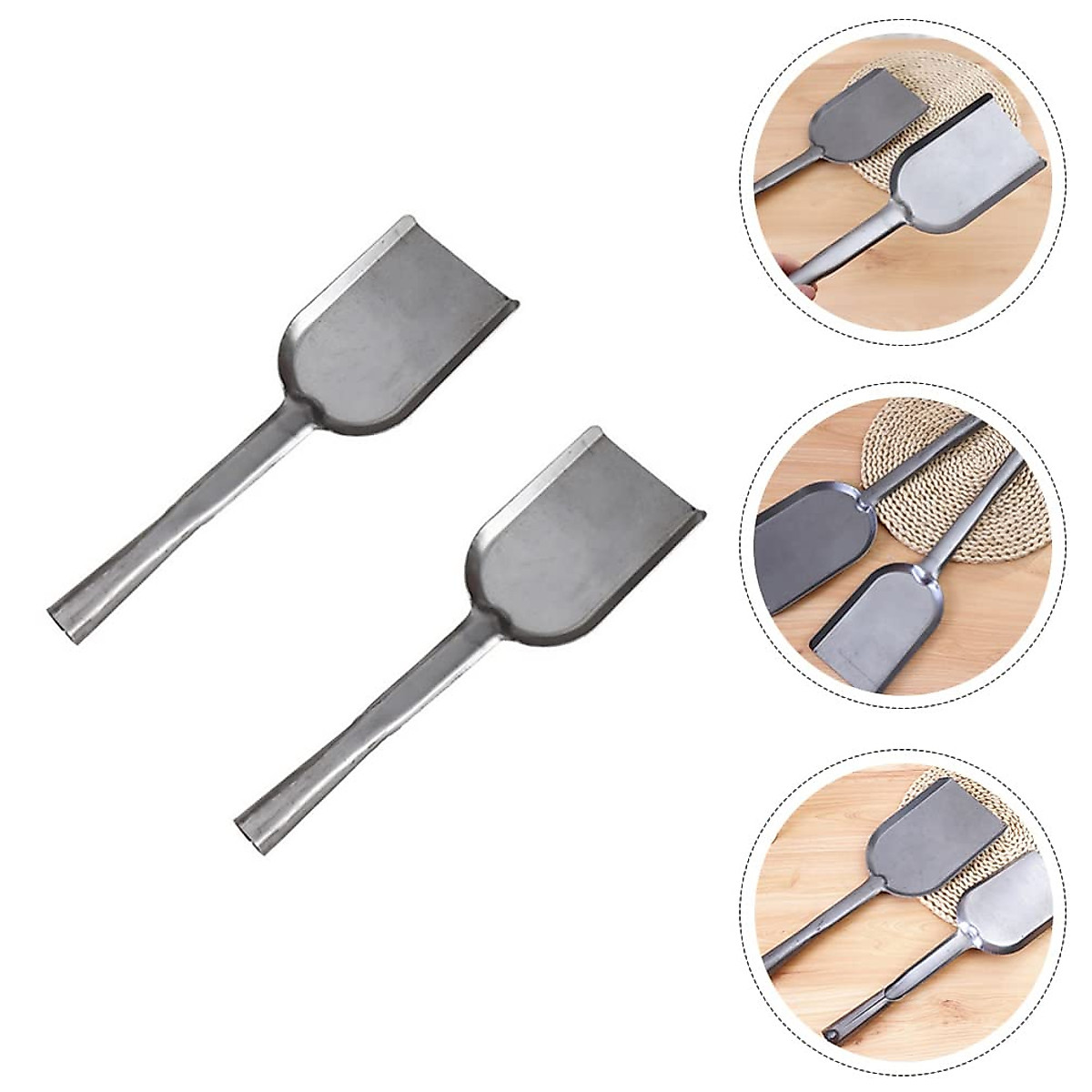 Cabilock 2Pcs Long Ash Shovel Handheld BBQ Charcoal Ash Poker Scoop Oven Ash Shovel Mini Dust Pan for Wood Stoves Campire Fireplace