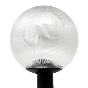 KastLite Lamp Post Globe Combo Lighting Fixture | 16" Neckless Prismatic Lens with Black Fitter Wing Clips | Fits 3" Diameter Posts (Not Included) | Comes with with 5000K LED Bulb
