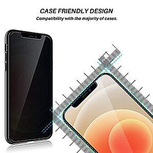 2 Pack LϟK Privacy Screen Protector Designed for iPhone 12 and iPhone 12 Pro 5G 6.1 inch Tempered Glass High Clear, Case Friendly, Come with Installation Tray -Black