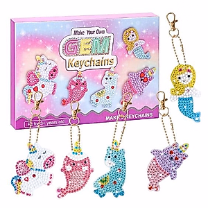 Nardoll Arts and Crafts for Kids Ages 8-12 - Create Your Own Gem Keychains Double Side by Number - 5D Diamond Painting Kits Creativity for Girls Boys Toddler Teens Ages 3-5 4-6 6-8 10-12