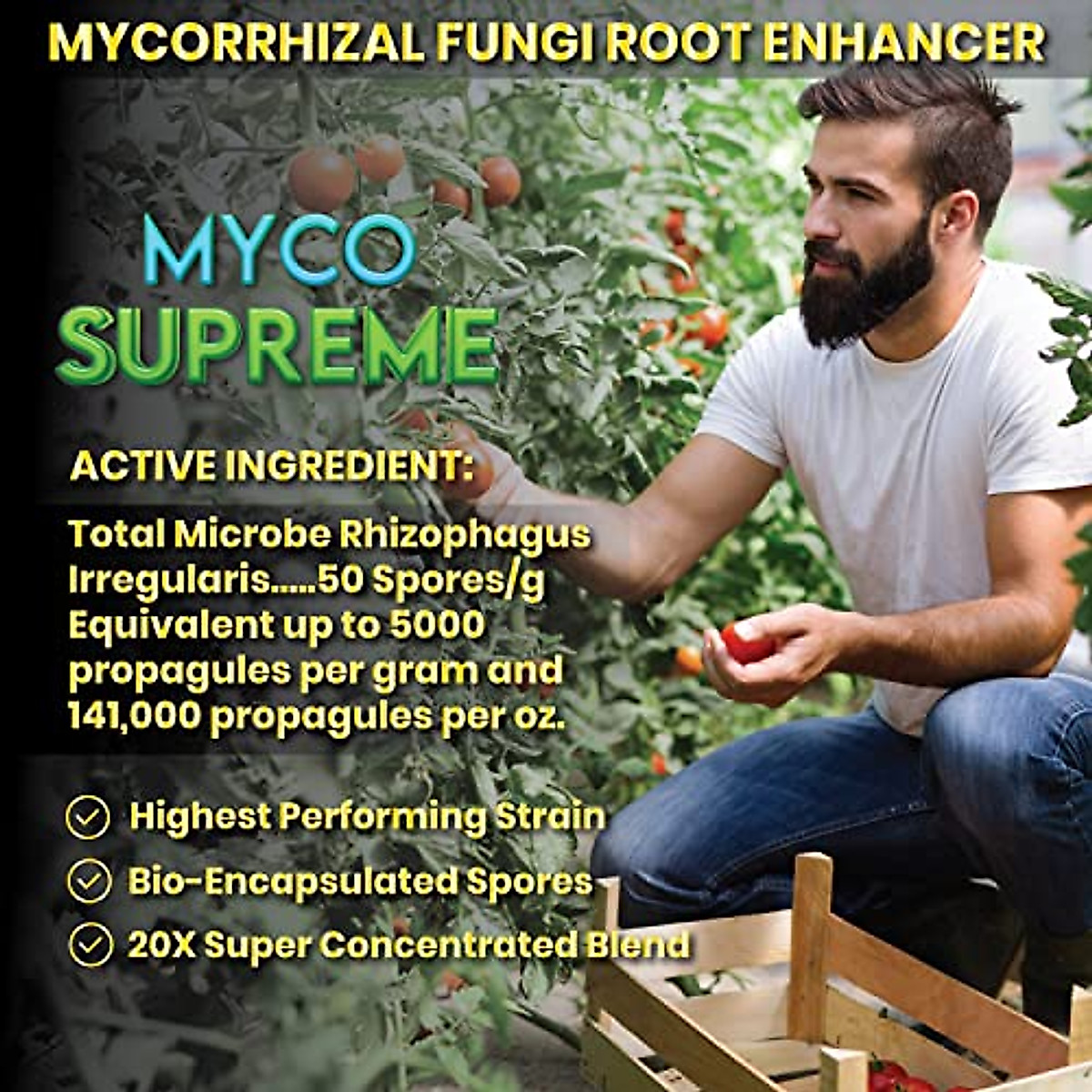 Mycorrhizal Fungi Root Enhancer for Plants - Bigger, Stronger, Healthier Roots, Use in Soil and Mycorrhizae Hydroponic - Super 20X Concentrated - Trifecta Myco Supreme (57 Grams / 2 OZ)