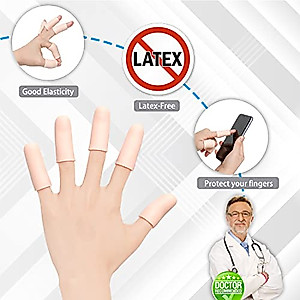 Finger Cots, Gel Finger Protectors, Waterproof Fingertip Bandage, Finger Covers Protection, Finger Tips Great for Finger Cracking, Thumb, Finger Trigger, Finger Arthritis, Latex-Free, Reusable (14PCS)