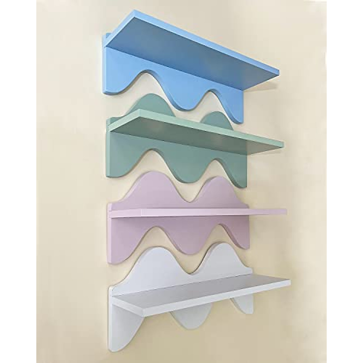 Small Floating Shelves for Wall Decor - Cute Wavy White Shelf