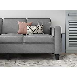 Woyomeub Sectional Couches for Living Room: L Shaped Couch with Storage Ottoman - Gray Sofa 3 Seater Furniture Set Modern Linen Fabric Futon Sleeper Sofas for Apartment Studio Small Space