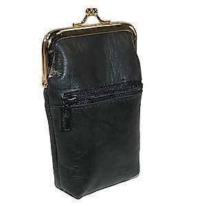 Buxton Women's Leather Framed Cigarette Case Wallet with Floral Emboss, Black