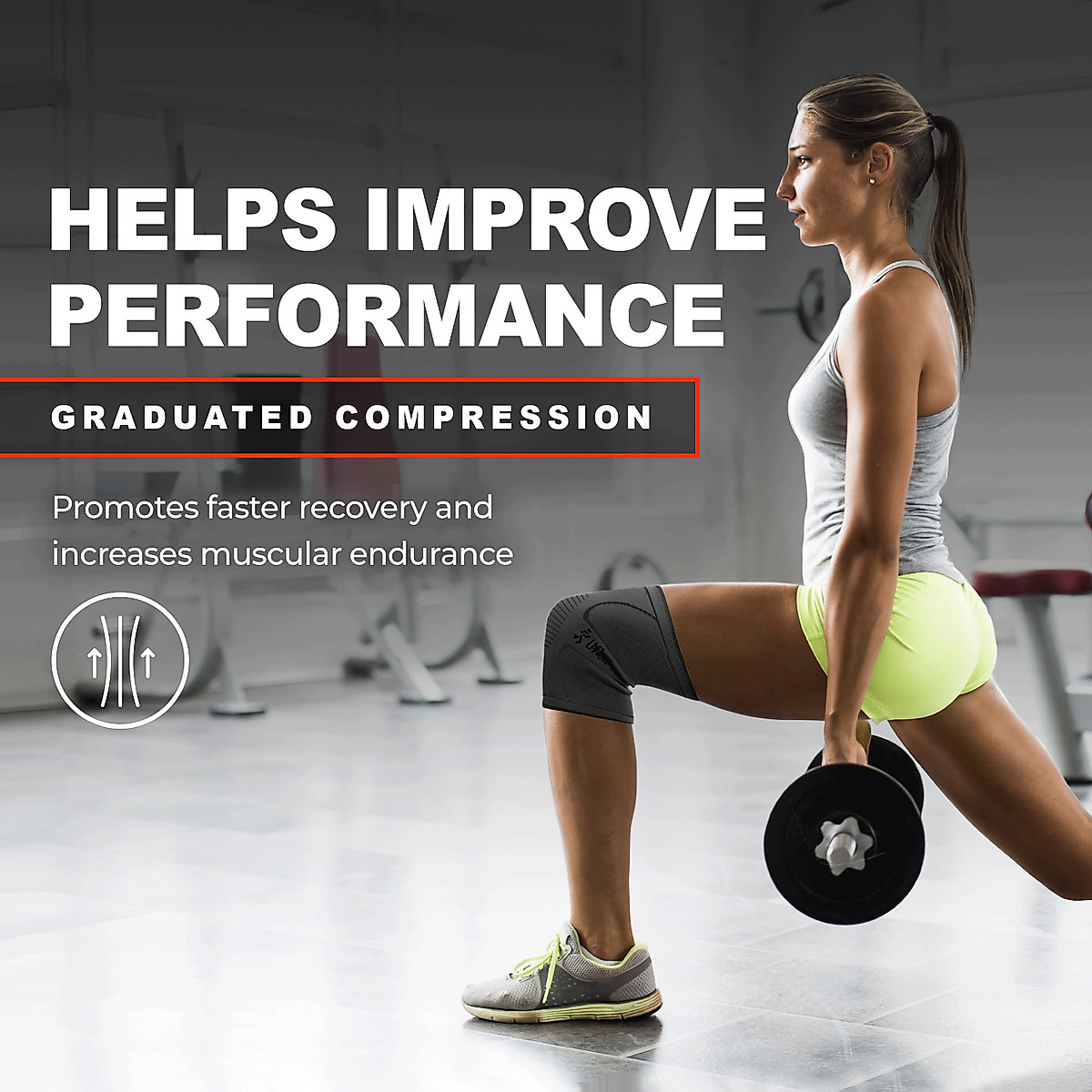 UFlex Athletics Knee Compression Sleeve Support for Women and Men - Knee Brace for Pain Relief, Fitness, Weightlifting, Hiking, Sports - Black, Medium