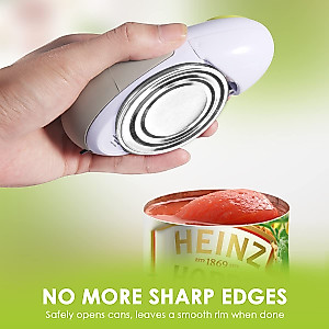 Electric Can Opener, Automatic Can Openers Electric Smooth Edge, Portable Safe and Easy to Operate Can Opener Electric for Seniors White