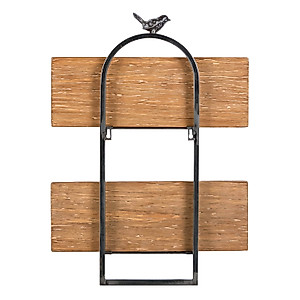 Synovana 2 Tier Decorative Industrial Floating Shelf Wall Storage Shelves Bird Decor Wall Mounted Shelf Foldable Hanging Metal Shelves Rack for Living Room Bedroom Bathroom